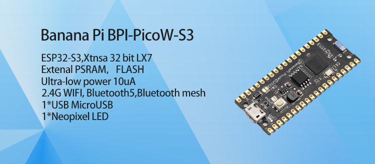Banana Pi Bpi Picow S3 With Esp32 S3 Design Same Size As Raspberry Pi Picosupport Arduino And